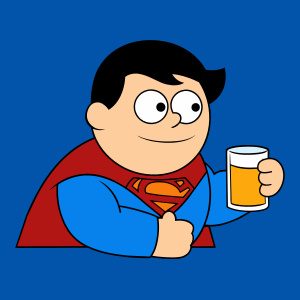 Superman drinks whiskey at the bar - Recraft
