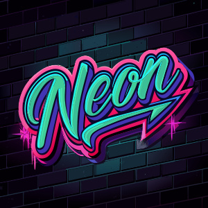 "NEON" written on the Chalkboard with lettering on brick wall ...
