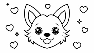 kawai cute dog face no colors - Recraft