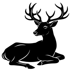 Deer sit silhouette vector style white background - Recraft
