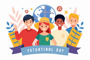 view of cinematic youth people enjoy International Youth day Vector ...