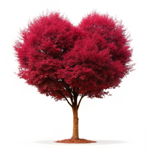 Red heart tree isolated on white background - Recraft