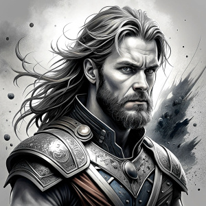Thor - perfect realistic art, high-definition grey and black, white ...
