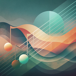 Abstract shapes. Music notes. Gradients. Use colors, soft and moody ...