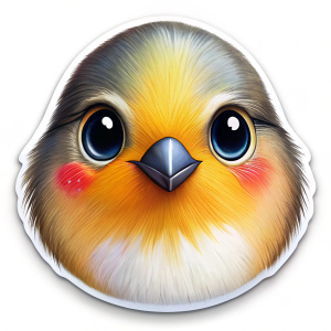 Chirpy charm bird face sticker chic on a white background - Recraft