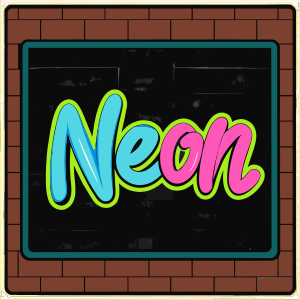 "NEON" written on the Chalkboard with lettering on brick wall ...