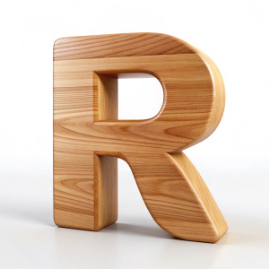 Alphabet 3d wooden letter r on white background - Recraft