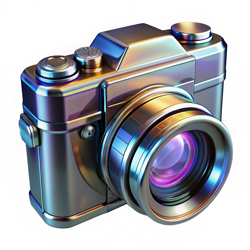 3d camera with real shining look isolated on white background - Recraft