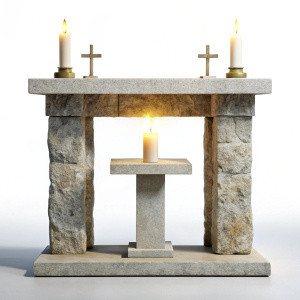 Simple Stone altar on white background - Recraft