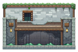 16bit complex underground empty game scene without characters - Recraft