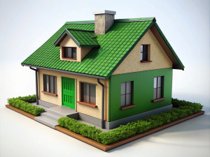 House with greenry roof on white background - Recraft