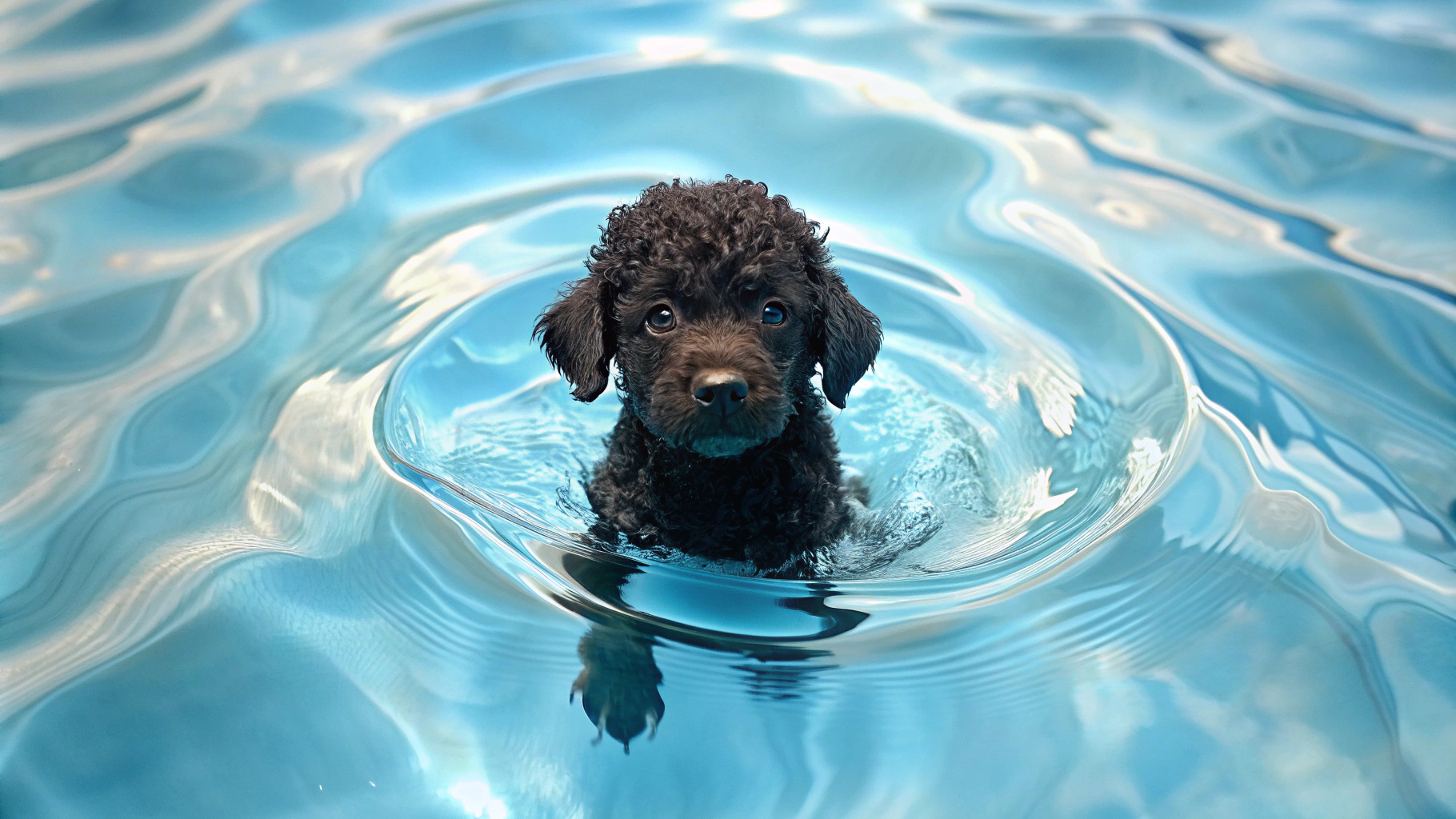 real raw photo, 8k, front view, 1black poodle toy (2weeks) with closed ...