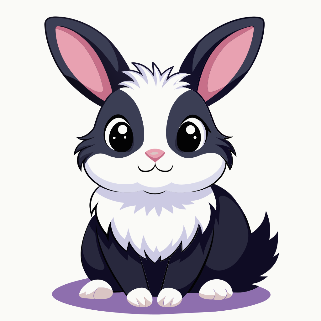 adorable Rabit with black and white color - Recraft