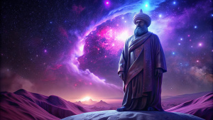 a Jalaluddin Rumi,statue, high quality, 8K Ultra HD, In "Celestial ...