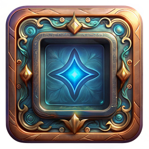 square button, fantasy style borders, white background - Recraft