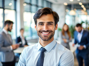 there is a happy person employer. looking at camera - Recraft