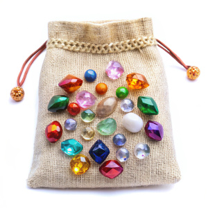 Pouch with gems png on white background - Recraft