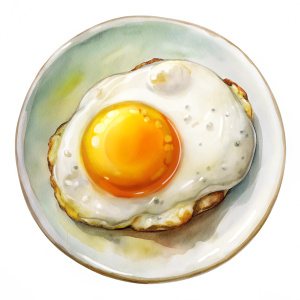 Fried egg on a plate egg on white background - Recraft