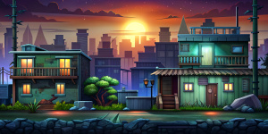 2D game zomby horror platformer background, resident evil - Recraft