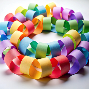 colorful-paper-chains-still-life on white background - Recraft