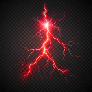 Red electricity isolated on transparent background. - Recraft