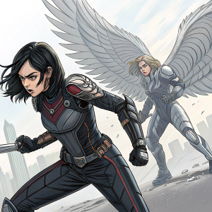 Digital illustration of Alita: Battle Angel characters. Detailed ...