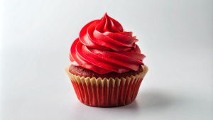 create a high quality a red cup cake on white background - Recraft