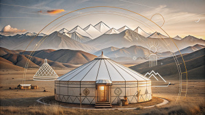 line art, flat design, yurt, - Recraft