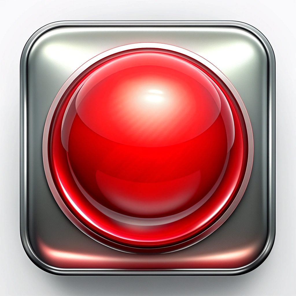 best quality, HDR, high quality, massive round shiny red glass button ...