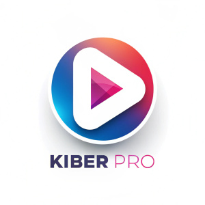 "KIBER-PRO", logo, play button, without background - Recraft