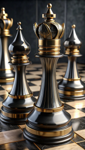 8d ∞black all chess pieces, chess field, gold, - Recraft