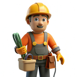 3D Render of a clay Electrician with Tools and Electrical Wiring, on ...