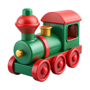 Vector christmas cartoon red train toy on white background - Recraft