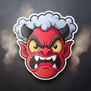 angry face sticker with smoke coming out of ears - Recraft