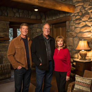 Troy Aikman, Craig T. Nelson, and Shelley Fabares standing in a cozy ...