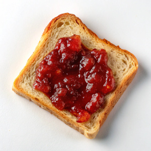 Toast with red jam on white background - Recraft