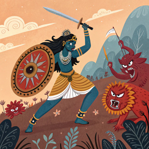 Kali Daitya, a fierce warrior from ancient India, battling mythical ...