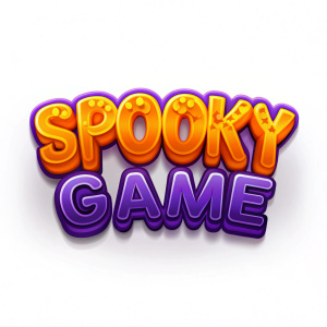Cartoon style spooky game text on white background - Recraft