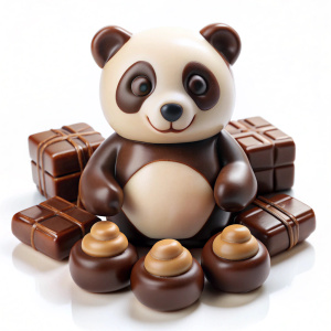 choclates and choclaty panda with white background - Recraft