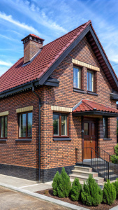 A beautiful one-storey brick house is a modern traditional Russian one ...