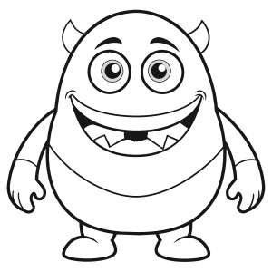 realistic, outline of a happy cyclops monster, for coloring page - Recraft