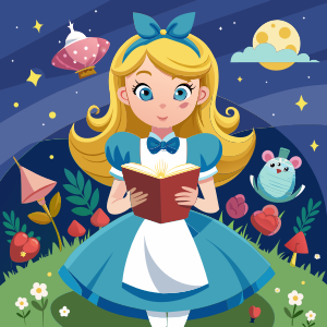 Alice reading a book. Alice in Wonderland reading a book - Recraft