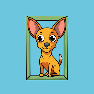 Cute hand drawn Chiweenie is poised in its own habitat Cartoon Vector ...