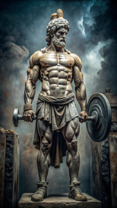 Dancing : Lift weights Muscular marble Greek stoic statue standing ...