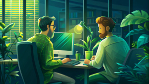 a designer and programmer discuss together at the office - Recraft