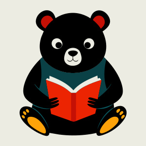 Asian Black Bear reading book icon vector illustration - Recraft