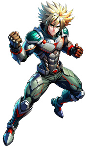 anime, Isometric cyberpunk android fighting human manga style, full ...