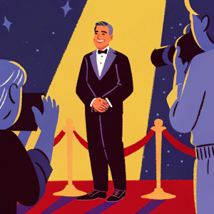 George Clooney at the Oscars. Dapper in a classic black tuxedo. Red ...