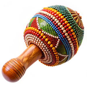 beautiful beaded gourd rattle isolated on transparent background - Recraft