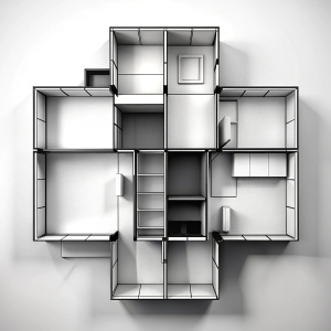 drawing of the layout of an empty three-room apartment without ...